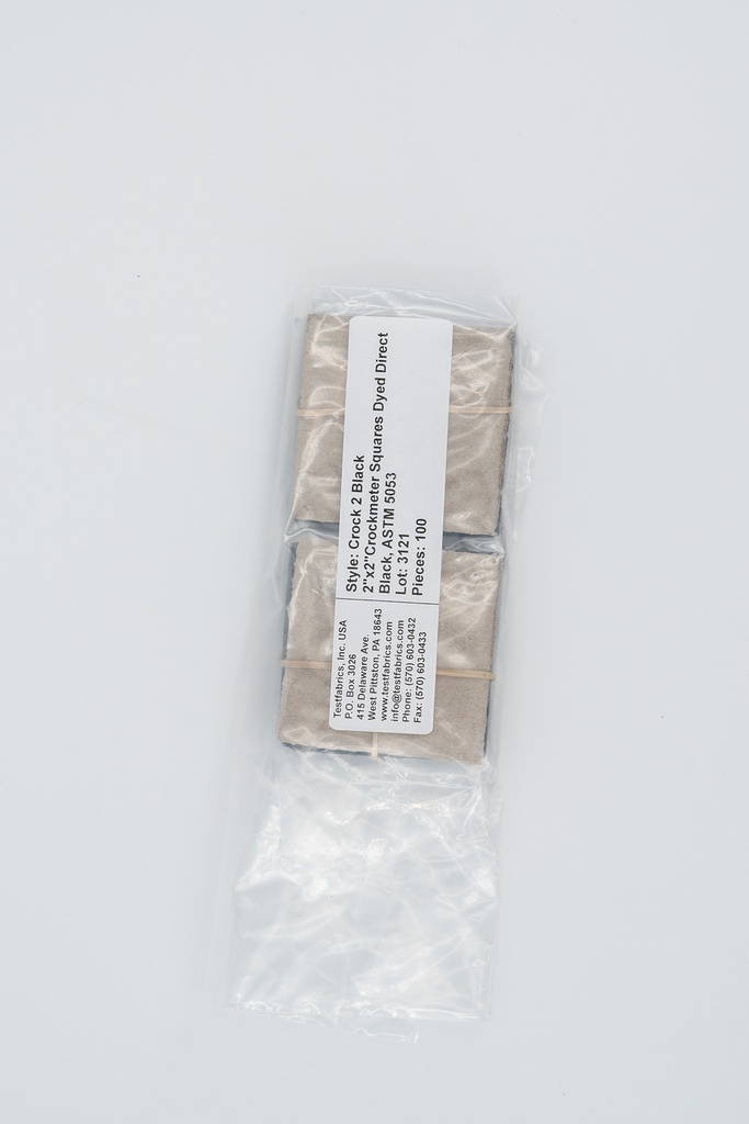Crockmeter Crock 2 Cloth Dyed Direct Black Pre cut 2" X 2" (Straight ...